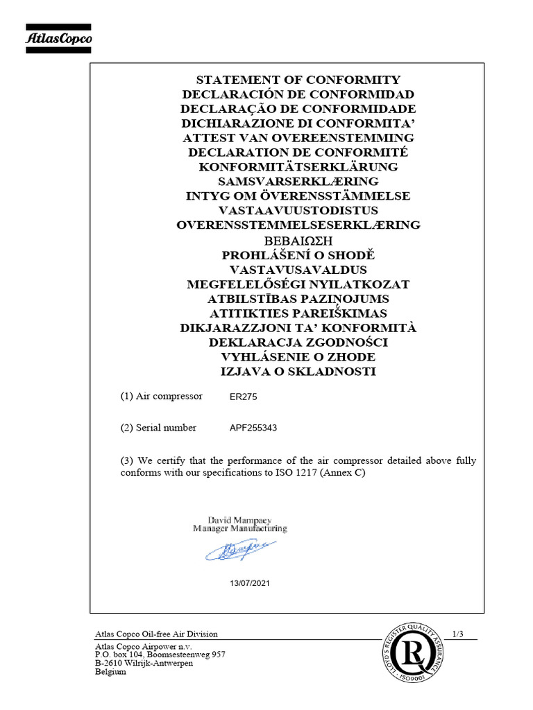 Statement of Conformity_151704244 | PDF