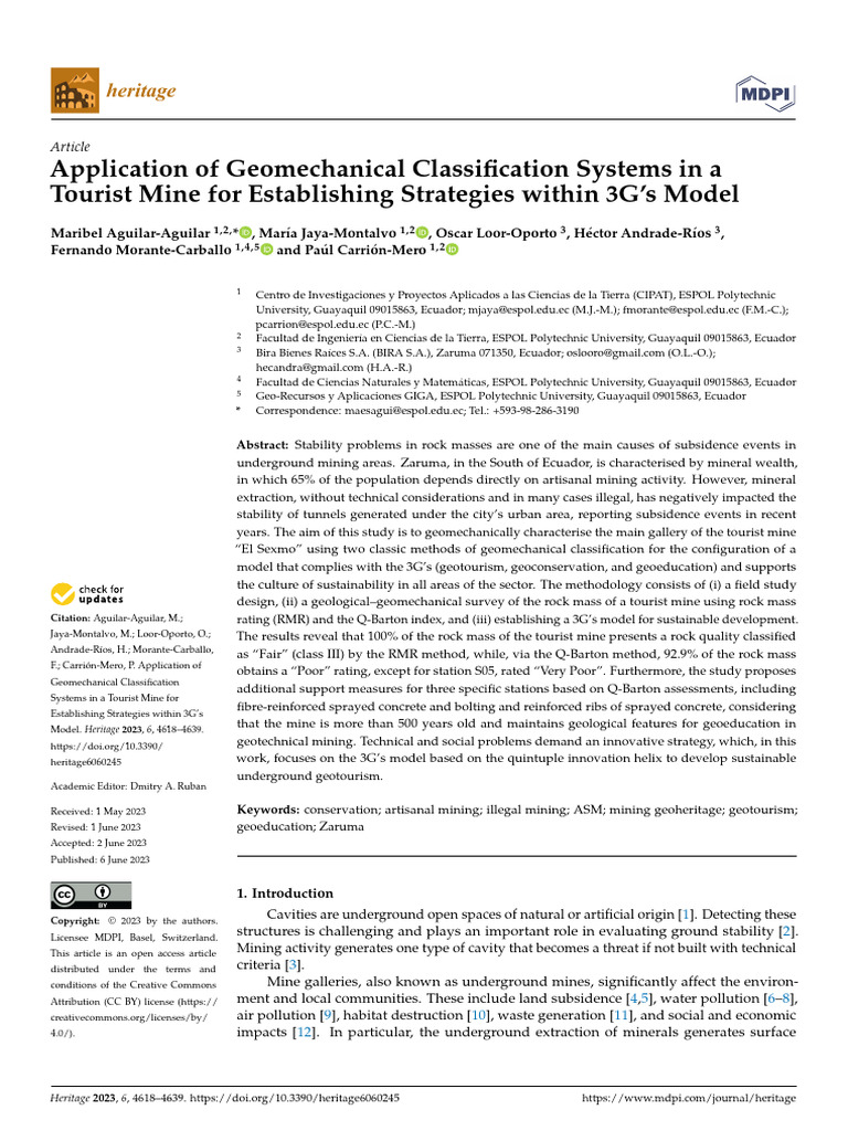 Application of Geomechanical Classification Systems in A Tourist Mine ...