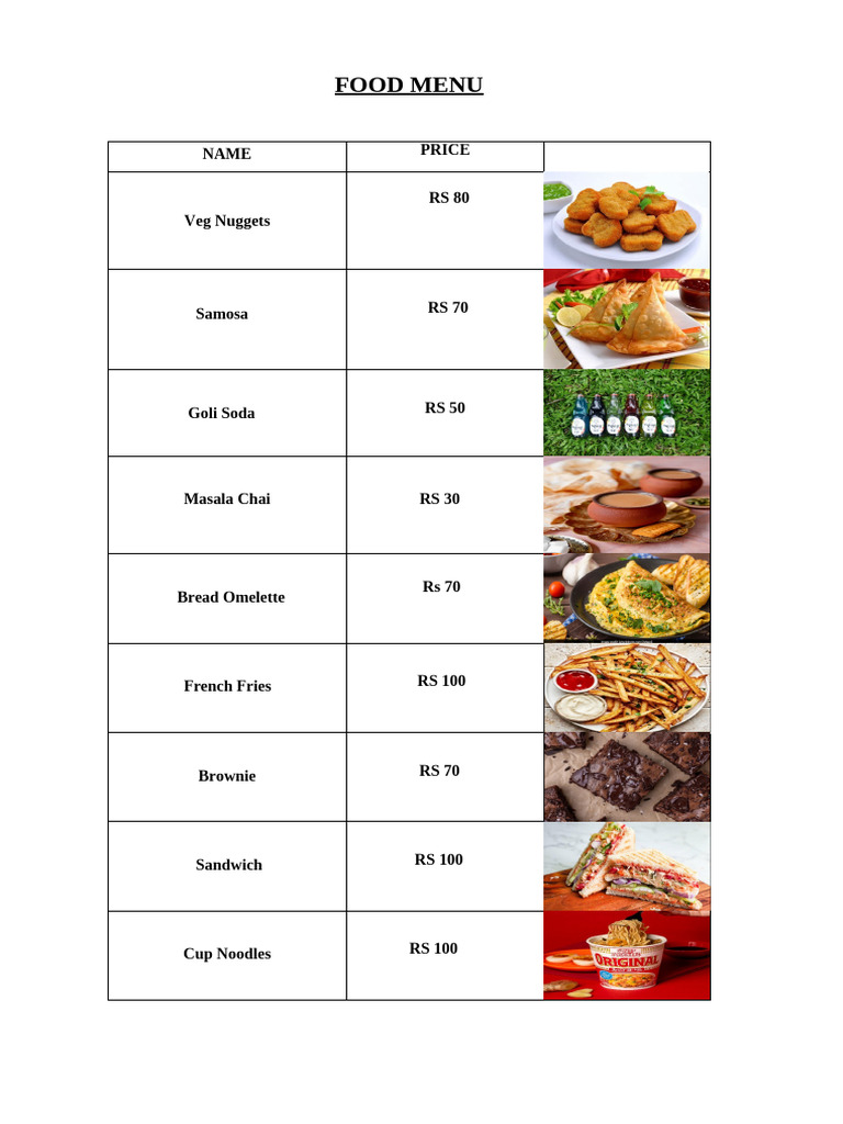 Food Menu | PDF