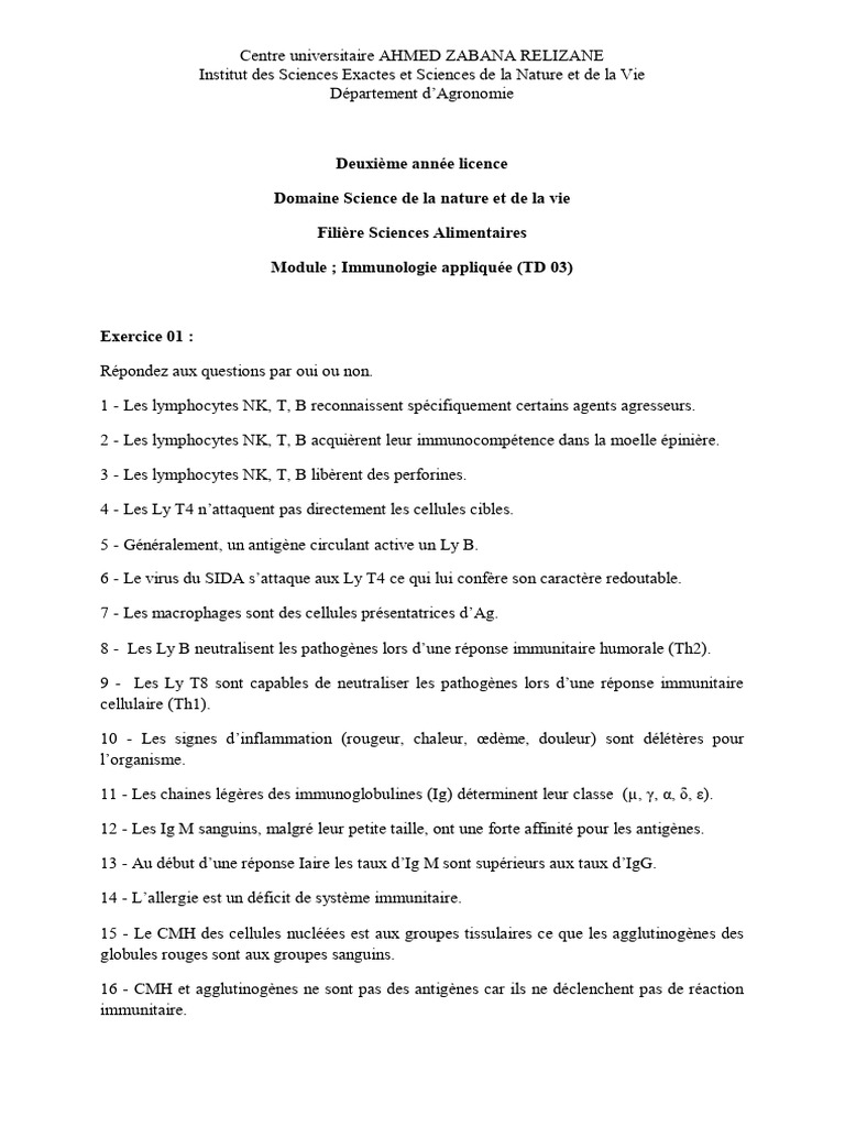 TD3 Immunologie | PDF