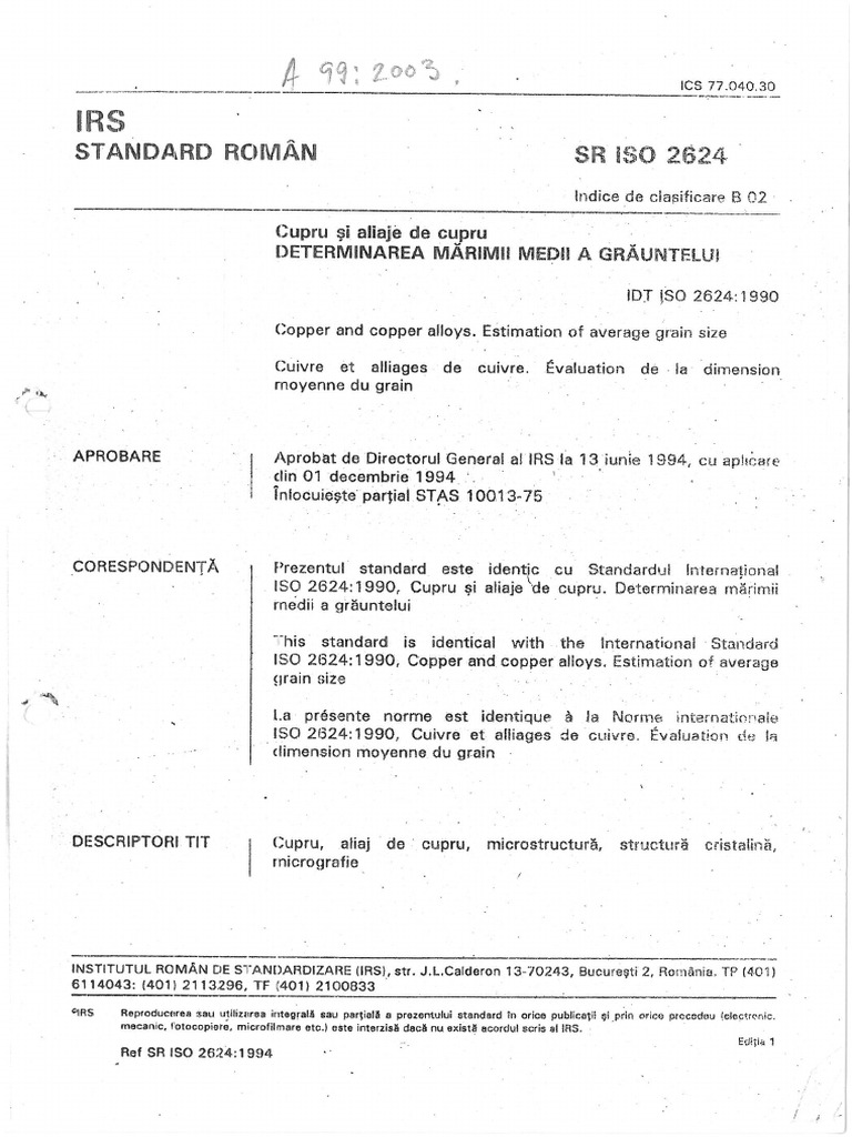 SR Iso 2624-1994 | PDF