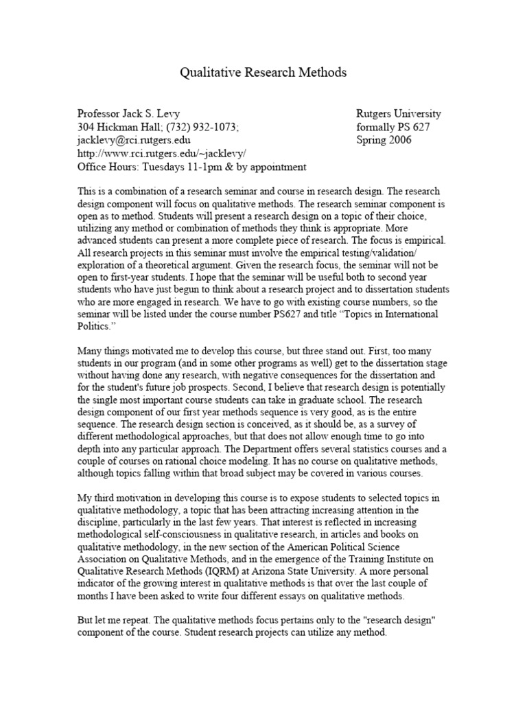 Researchmethods 2006 Syllabus | PDF