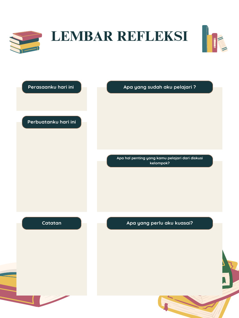 Lembar Refleksi Lembar Kerja Merah Muda Ilustrasi | PDF