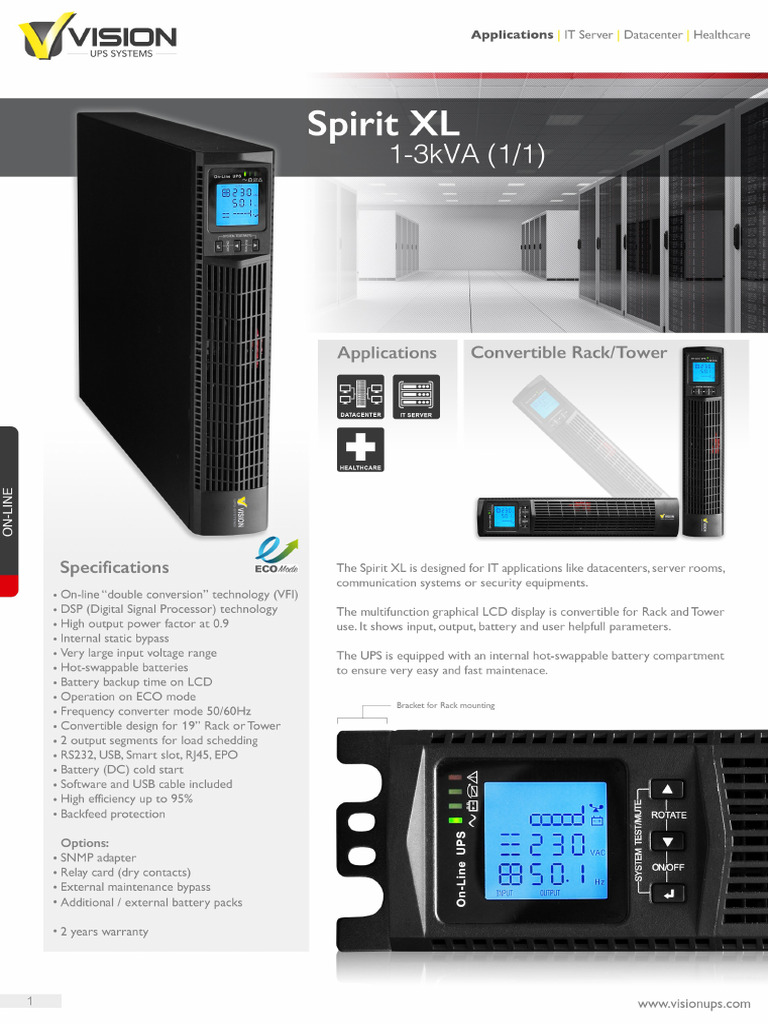 Datasheet Vision UPS Spirit XL EN | PDF