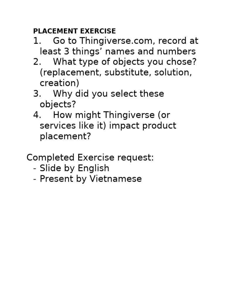 Placement Exercise | PDF