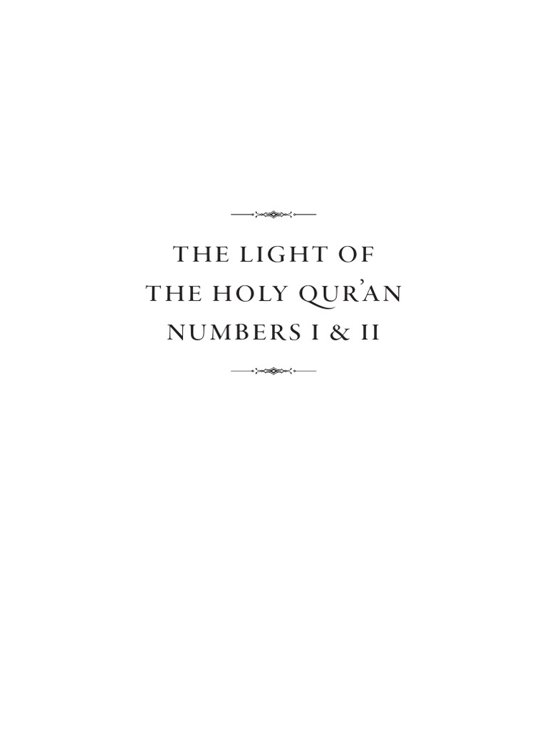 Light of the Holy Qur'an: Numbers I & II | PDF | Prophets And ...