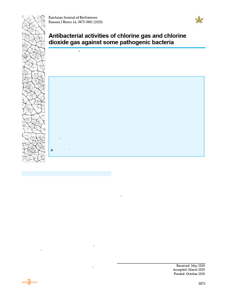 .Antibacterial Activities of Chlorine Gas and Chlorine Dioxide Gas ...