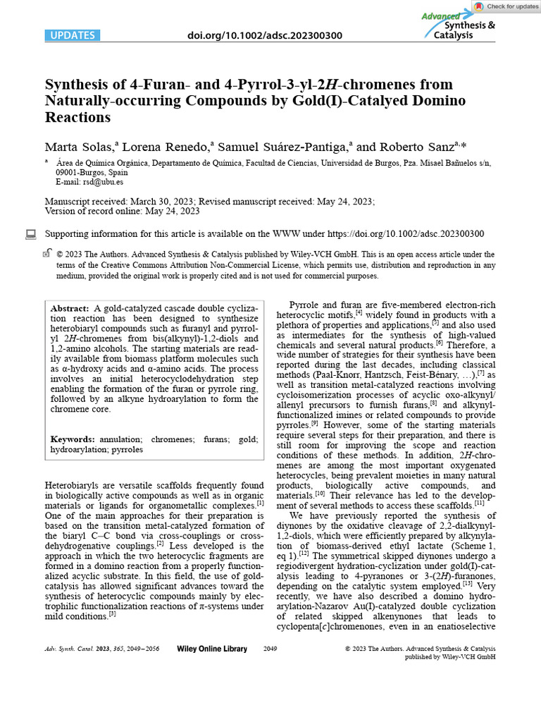 Adv Synth Catal-2023-Marta | PDF | Chemical Reactions | Science & Mathematics