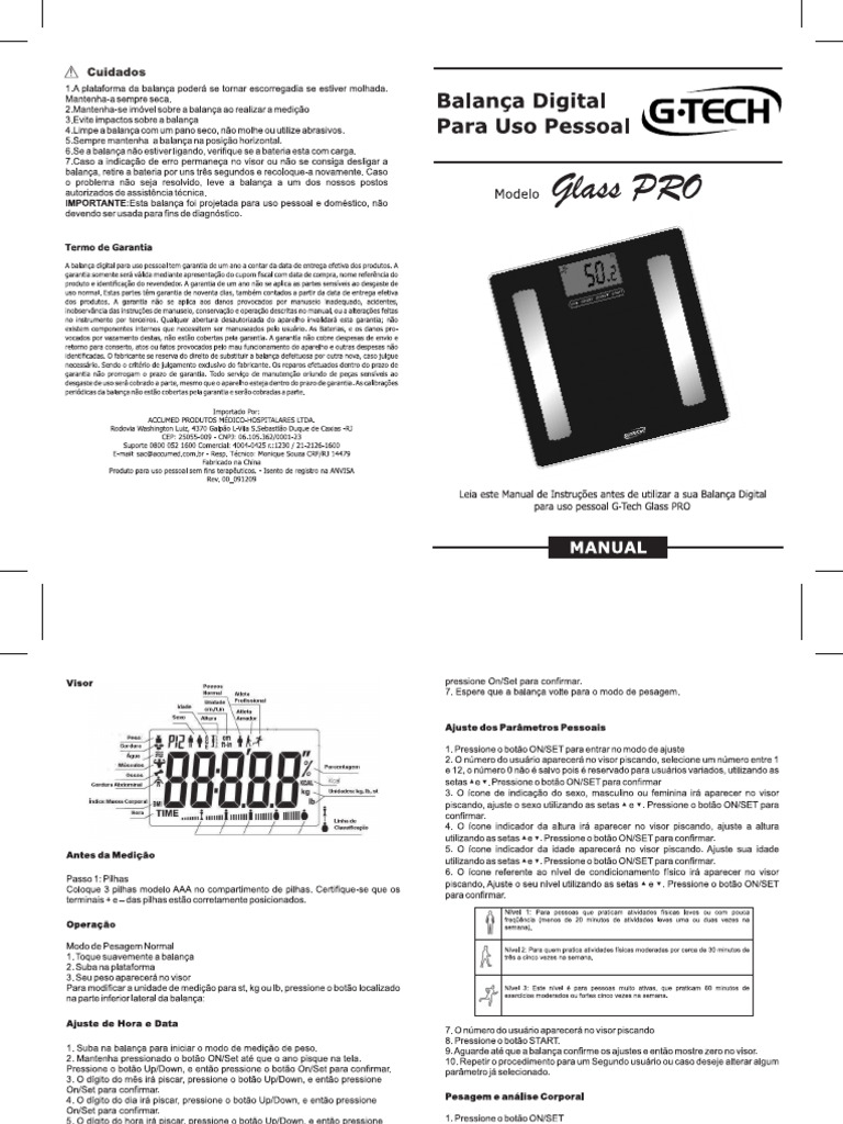 Balança G-Tech Glass Pro | PDF