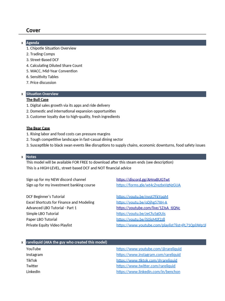 Chipotle DCF Model | PDF