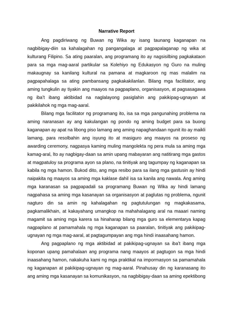 narrative Report | PDF