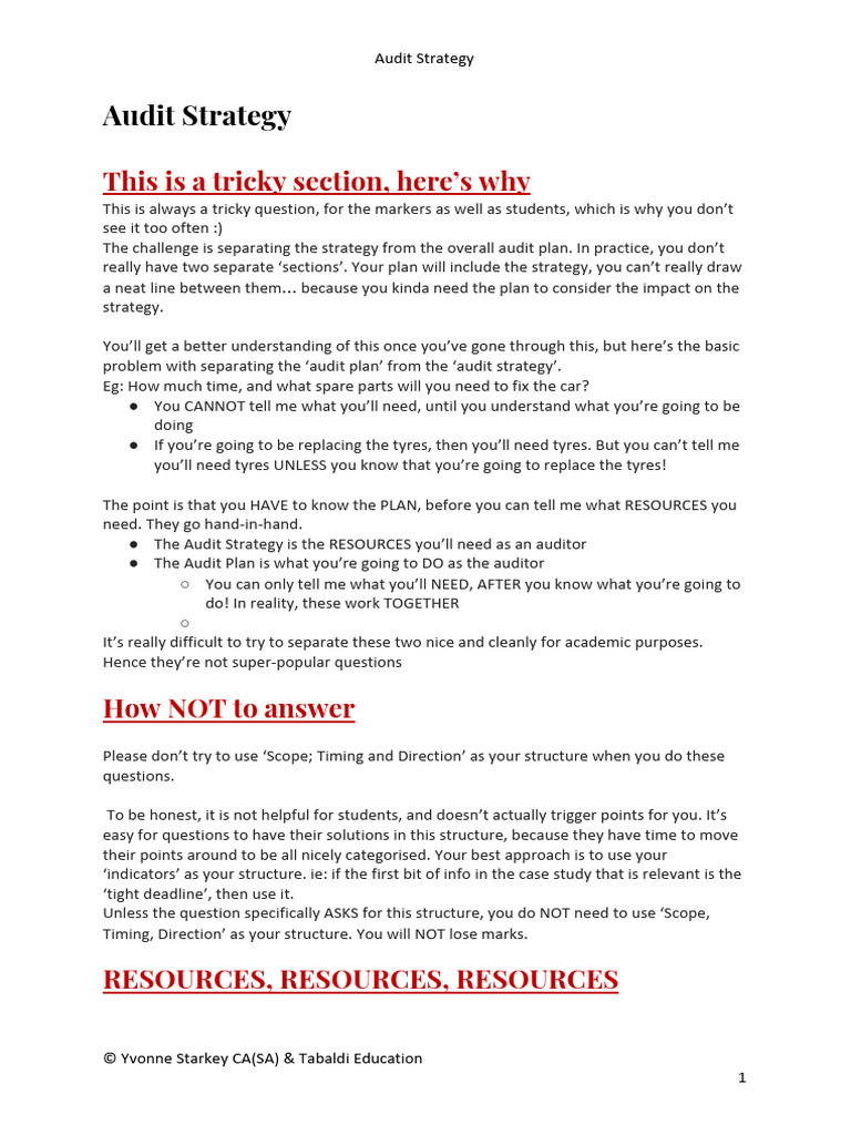 Audit Strategy | PDF