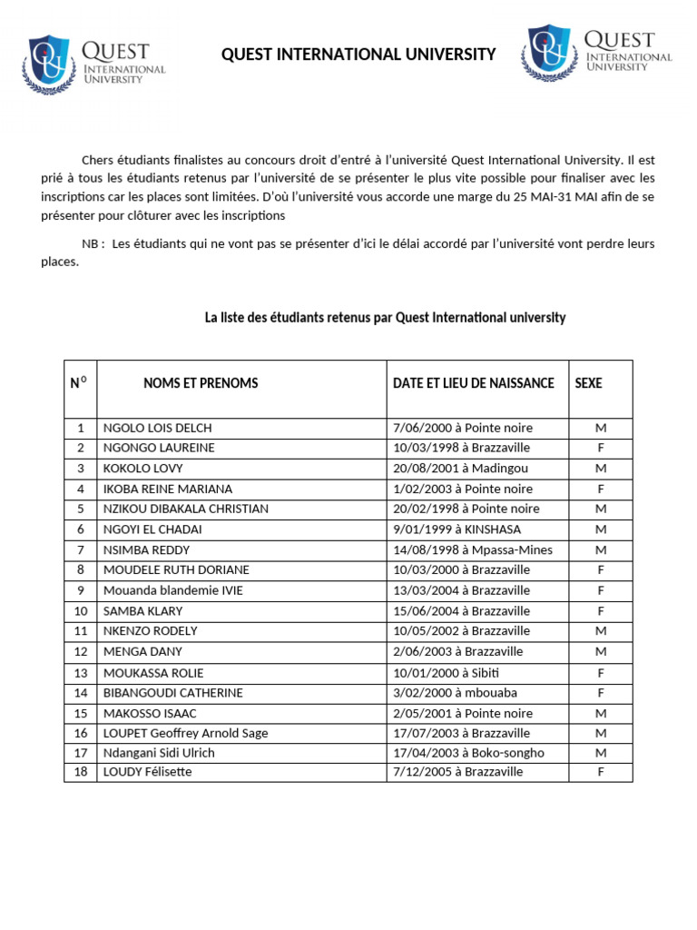 QUEST INTERNATIONAL UNIVERSITY 8 | PDF