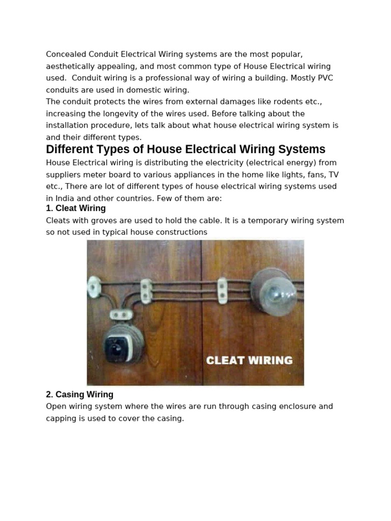 Concealed Conduit Electrical Wiring Systems Are The Most Popular | PDF