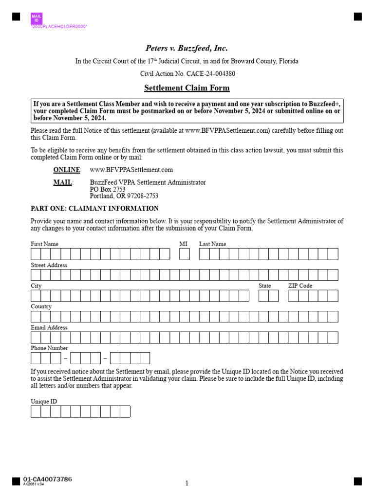 Claim Form | PDF
