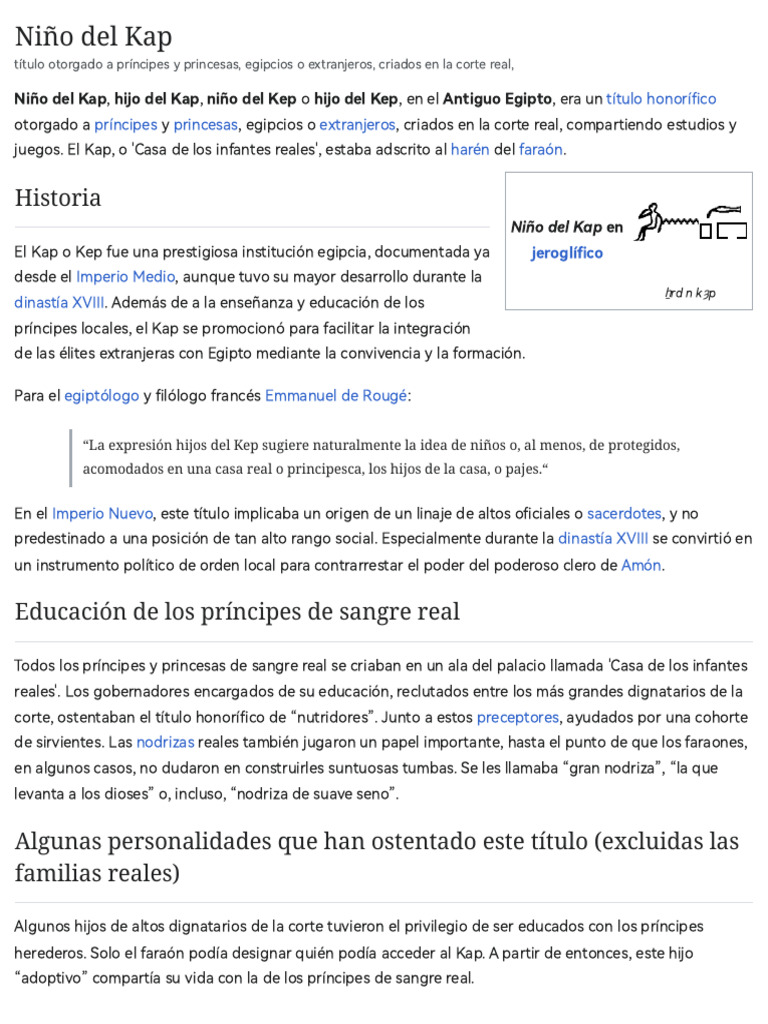 Niño del Kap: Educación Real en Egipto | PDF | faraón | Historia