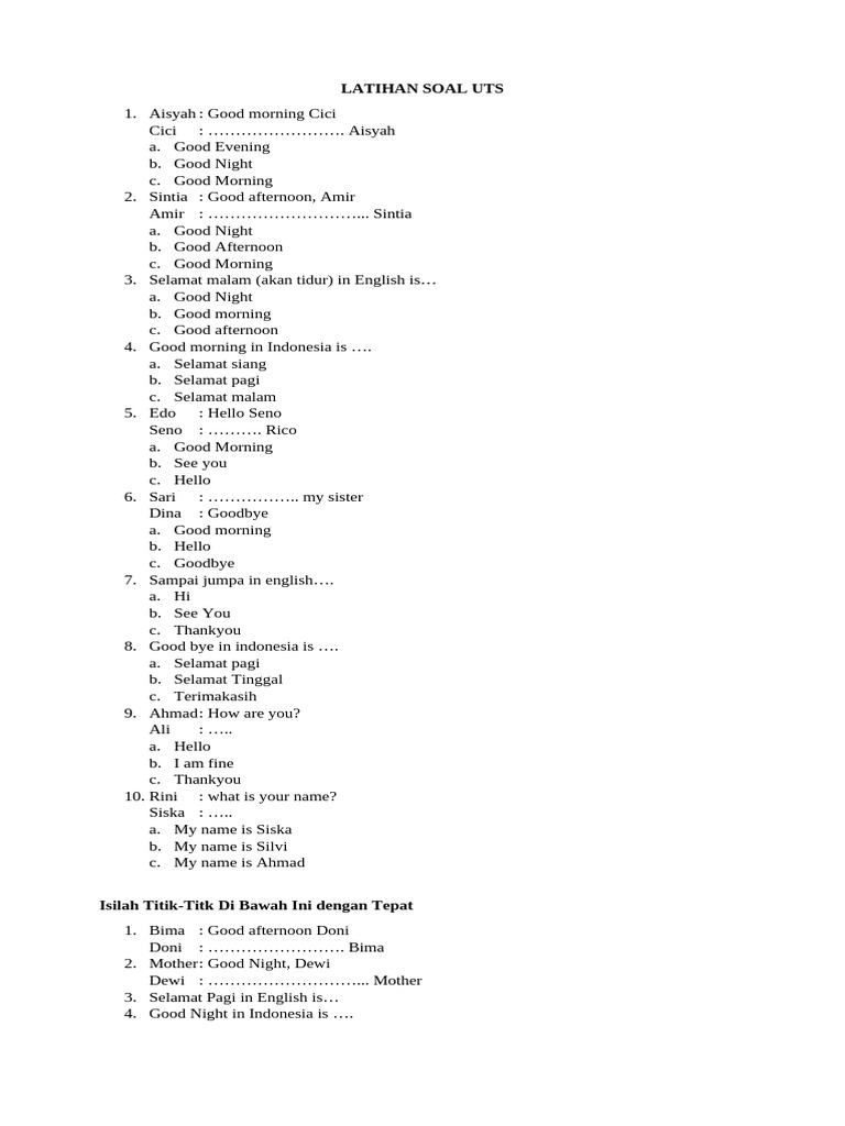 Latihan Soal Uts | PDF