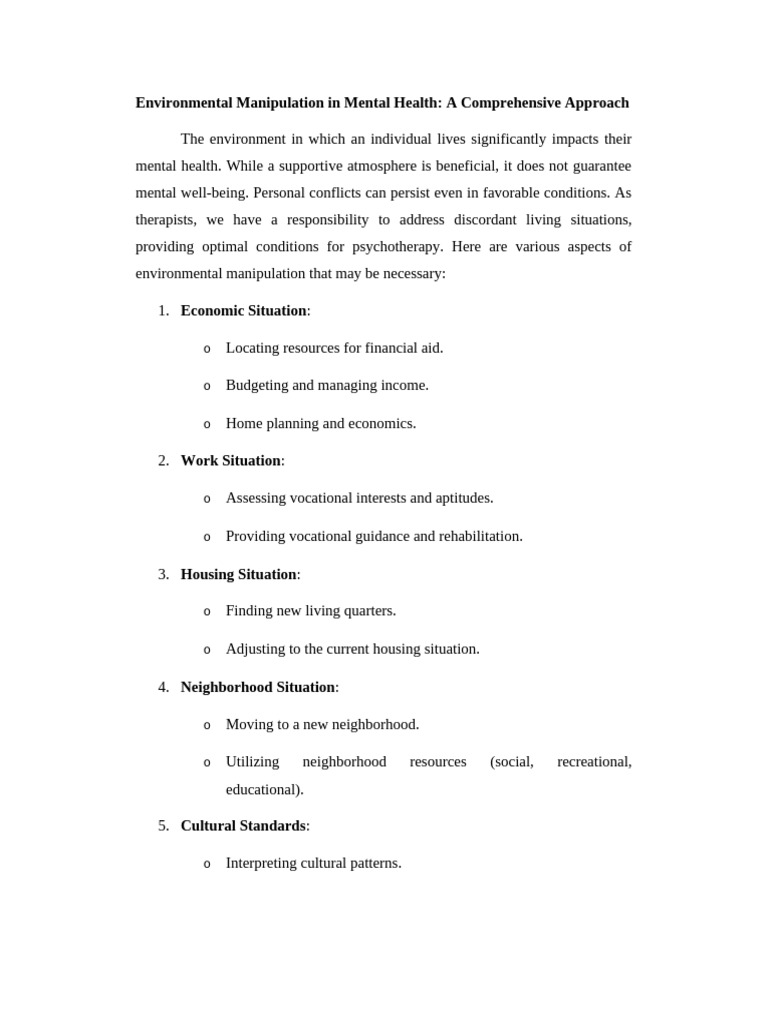 Environmental Manipulation | PDF