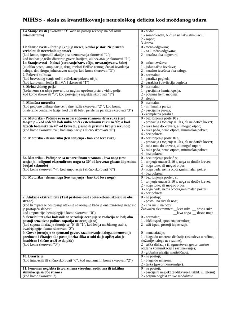 NIHSS Barthel Rankin | PDF