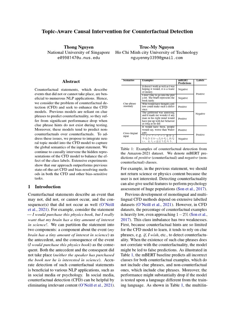 Topic-Aware Causal Intervention For Counterfactual Detection | PDF