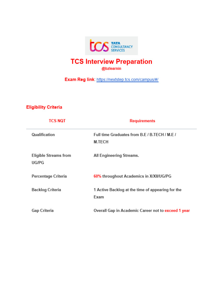 TCS Interview Preparation | PDF