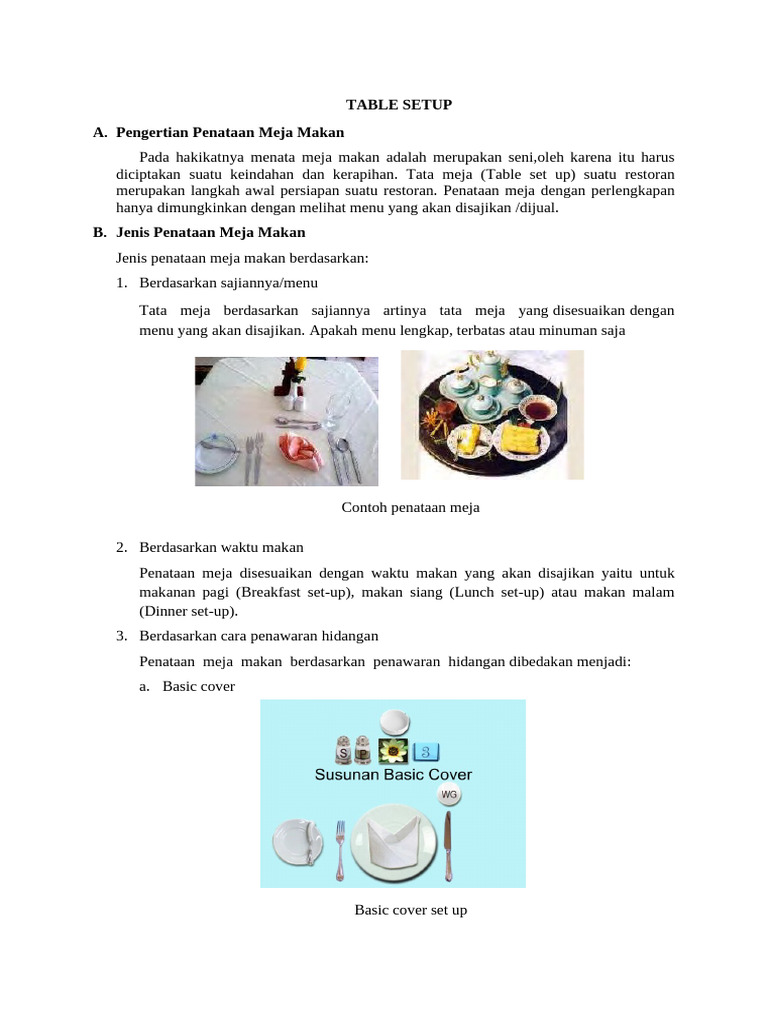 Table Set Up | PDF