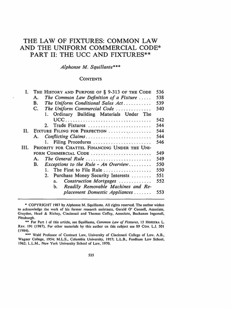 The Law of Fixtures Common Law | PDF