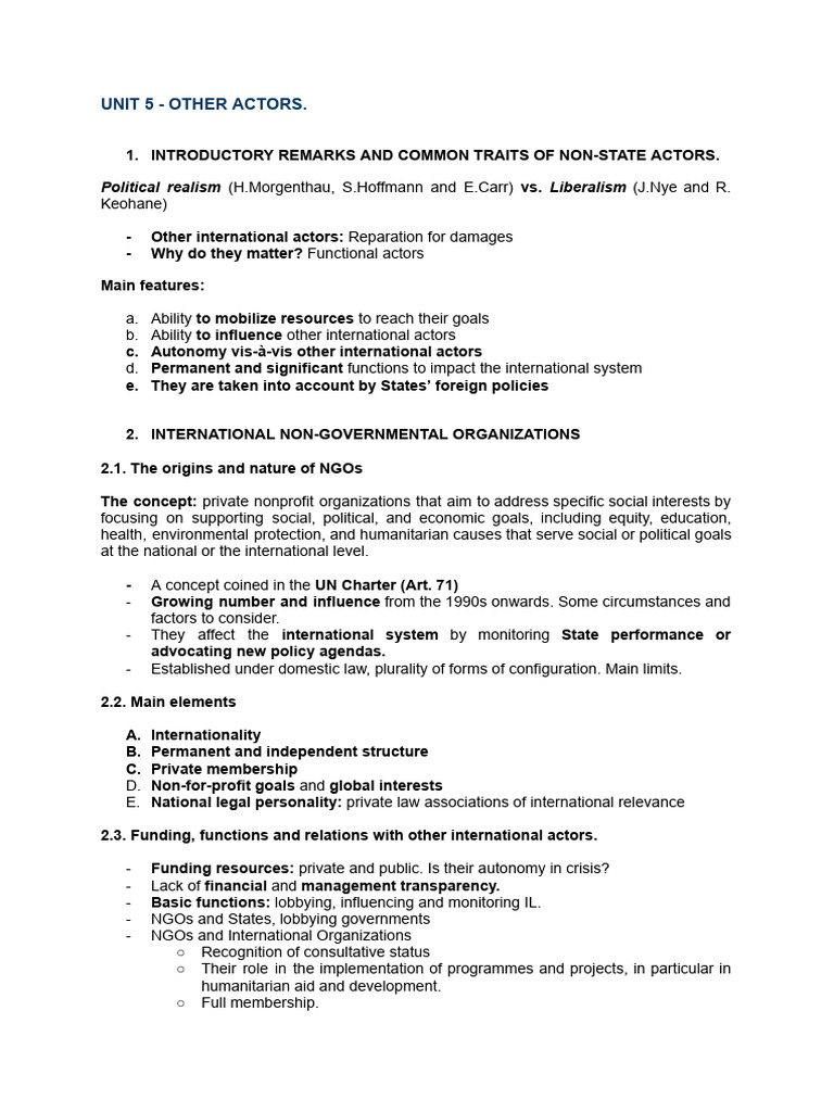 Unit 5 - Other Actors | PDF