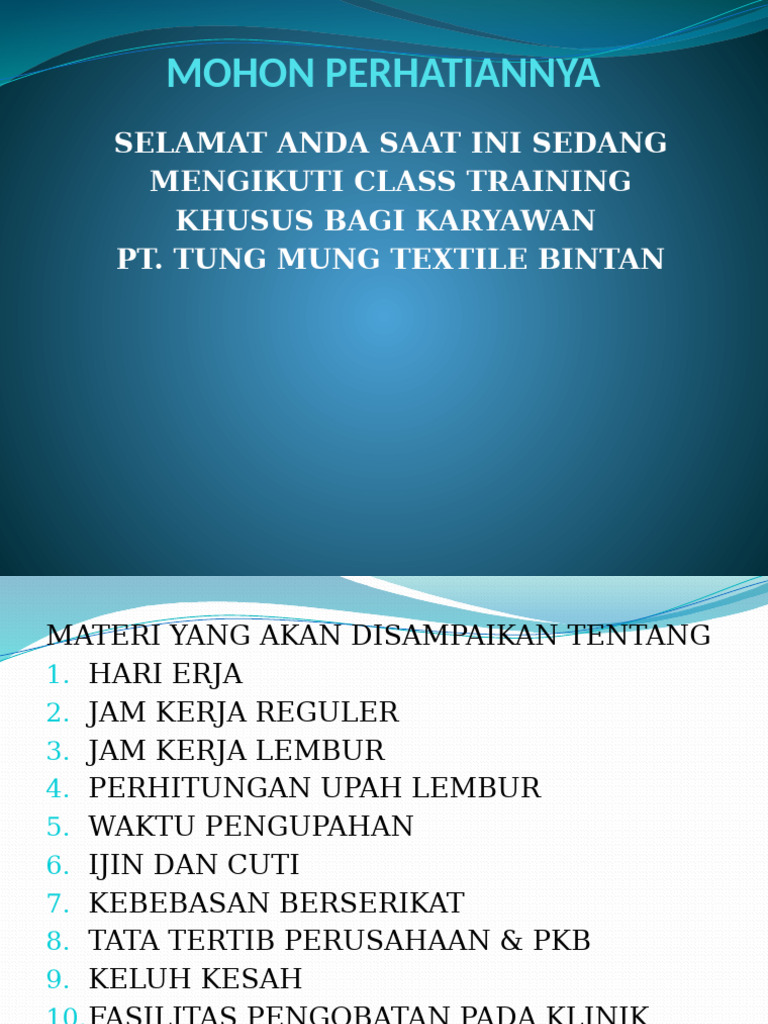 Modul Materi Class Training 2016 | PDF