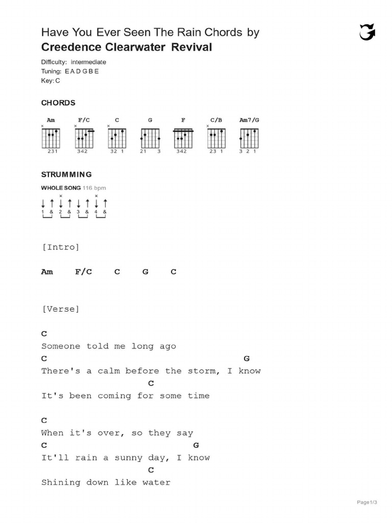 Have You Ever Seen The Rain Chords | PDF