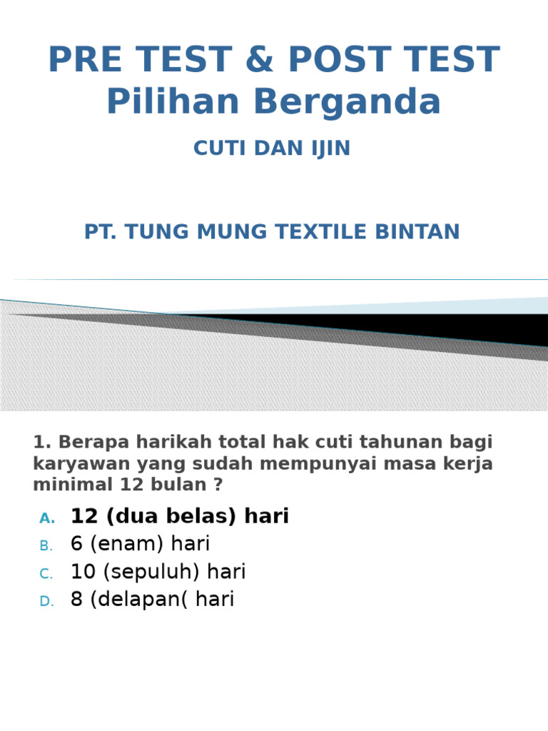 Pre Test & Post Test Cuti Dan Ijin | PDF