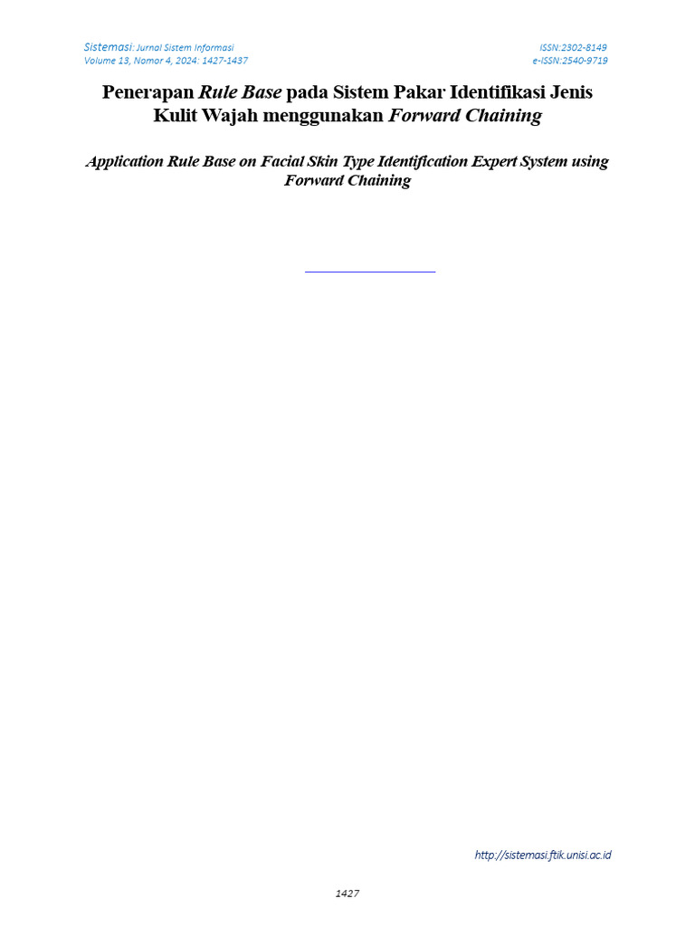 Penerapan Rule Base Pada Sistem Pakar Identifikasi Jenis Kulit Wajah ...