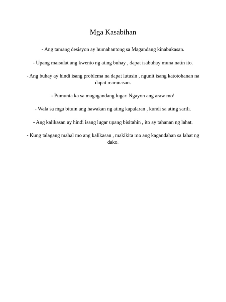 Mga Kasabihan Salvosa | PDF
