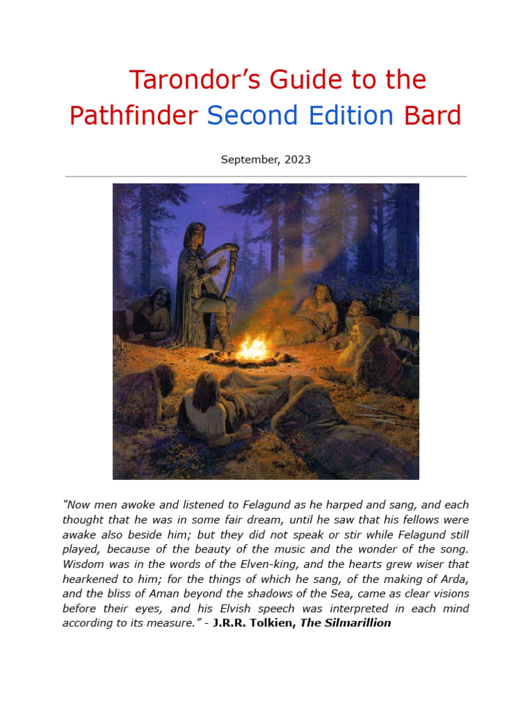 Tarondor's Guide To The Pathfinder 2e Bard | PDF