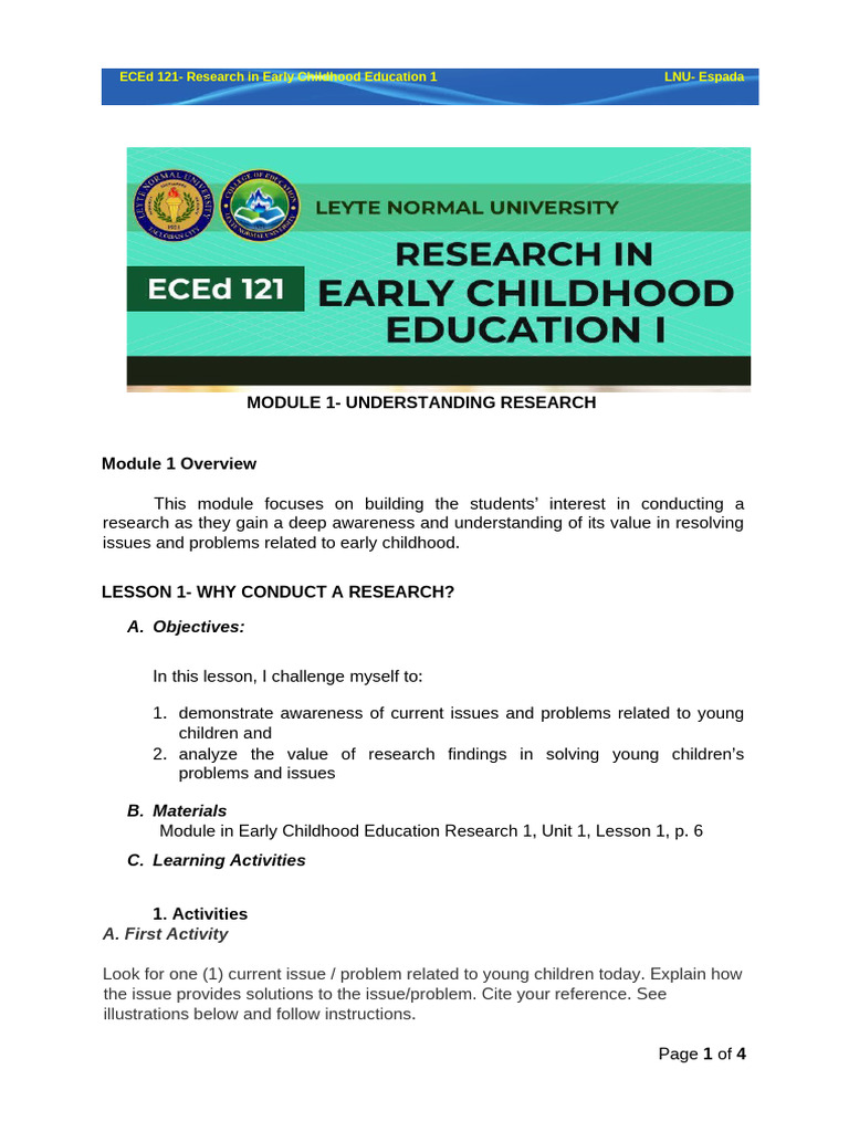 LESSON 1-ECED 121-MODULE 1 | PDF