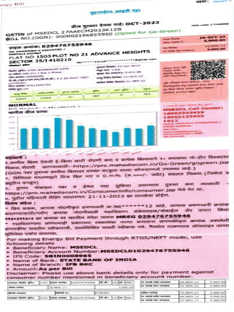 MSEDCL Go-Green Light Bill Details | PDF | Finance & Money Management ...
