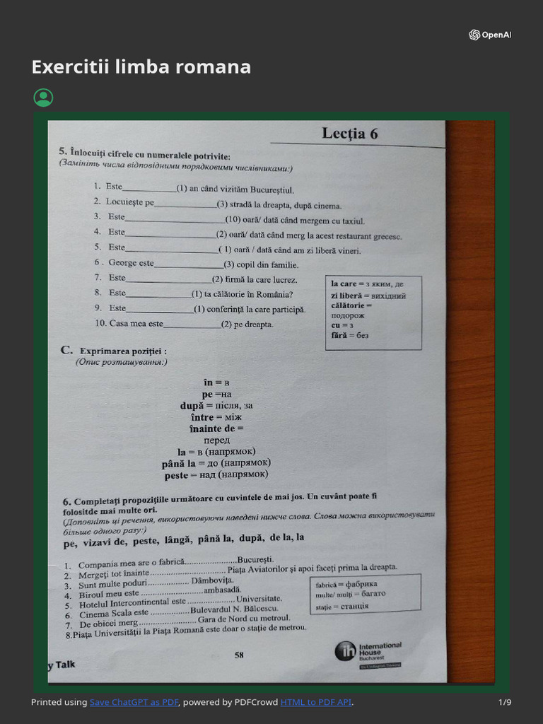 Exercitii Limba Romana | PDF