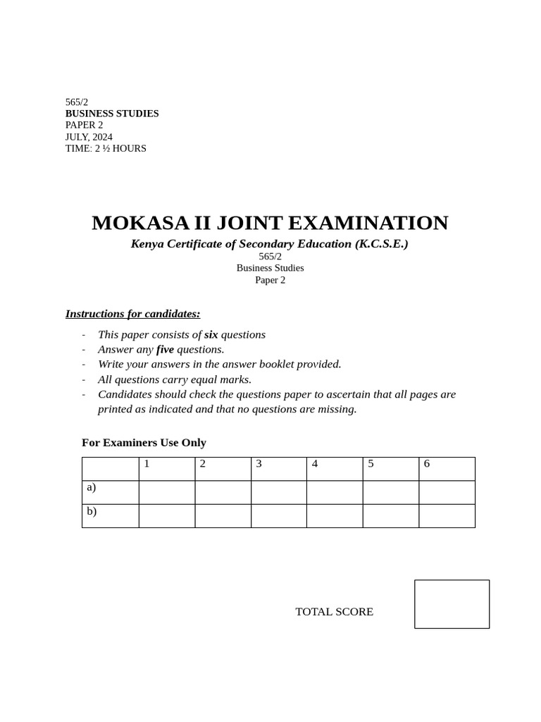 Business Studies Paper 2 | PDF