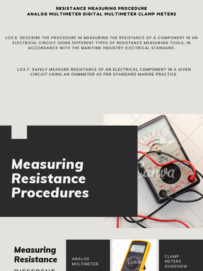 Resistance Measuring Procedure Analog Multimeter Digital Multimeter ...