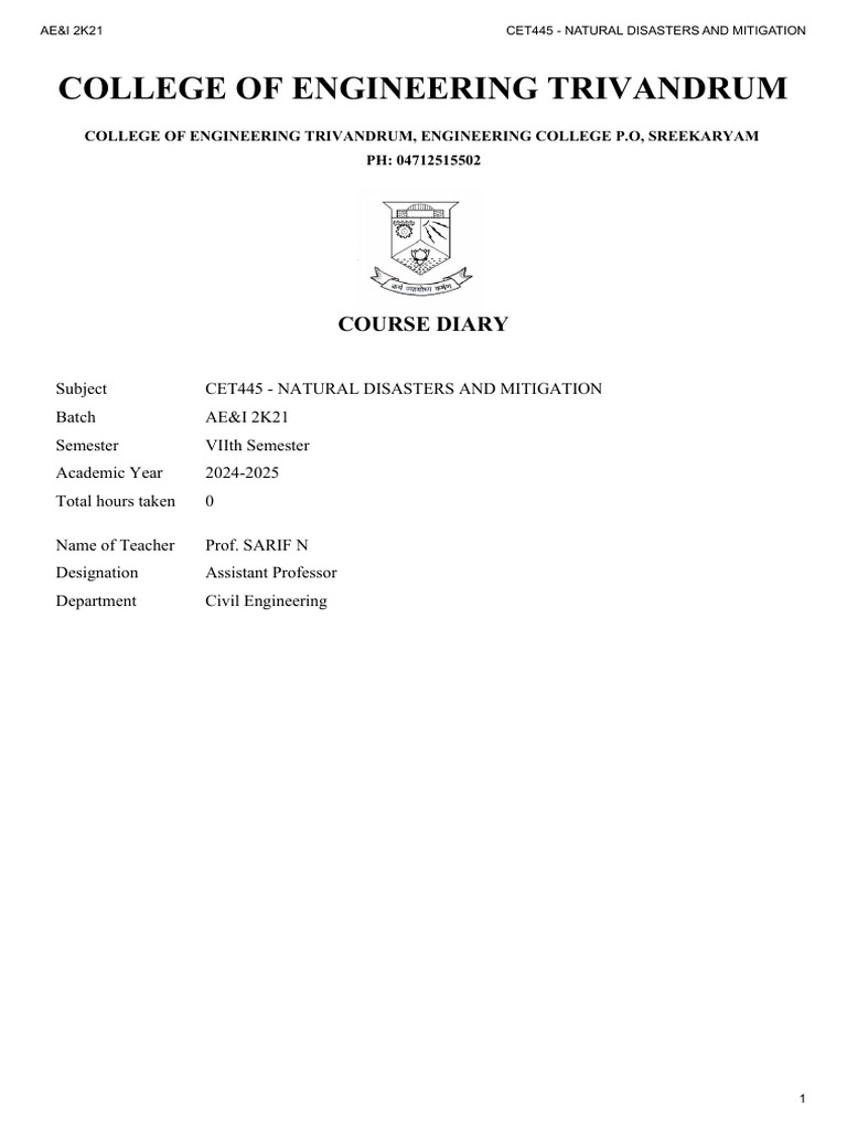 Natural Disasters Course Guide | PDF | Engineering | Knowledge