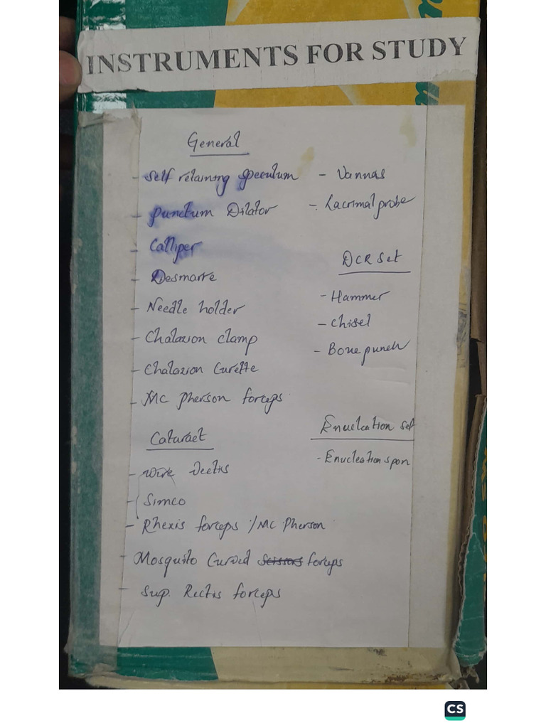 Ophthalmology OPD Practical Instruments 1 | PDF