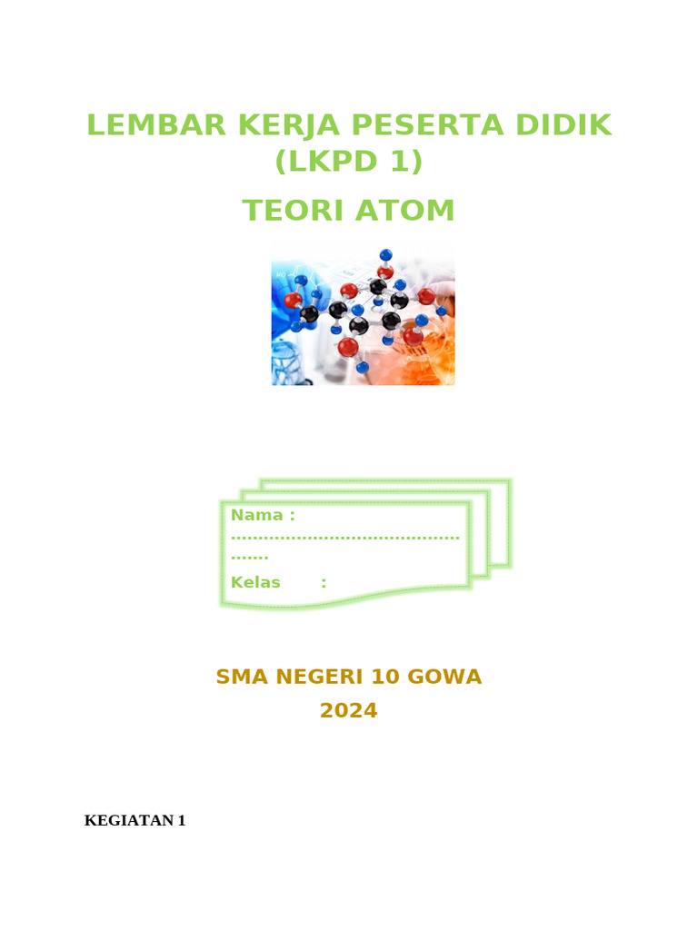 LKPD 1.TEORI ATOM | PDF