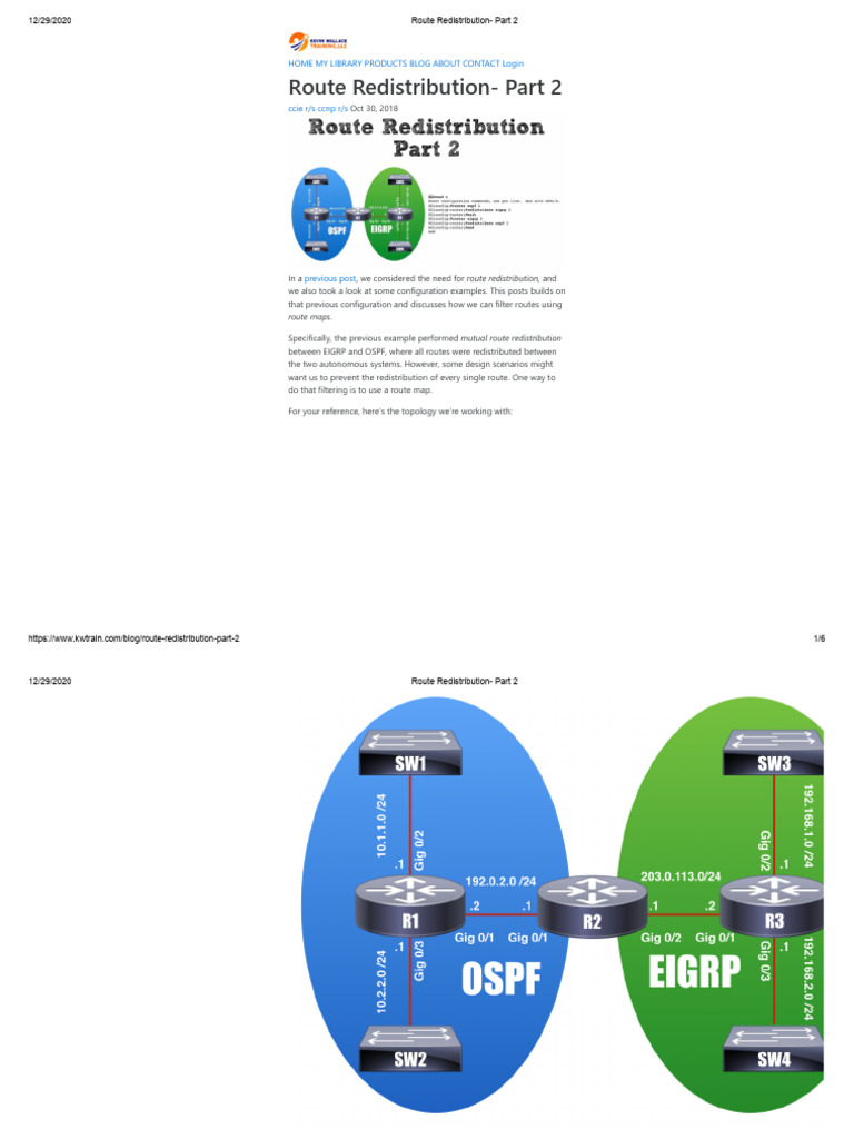 Route Redistribution - Part 2 | PDF