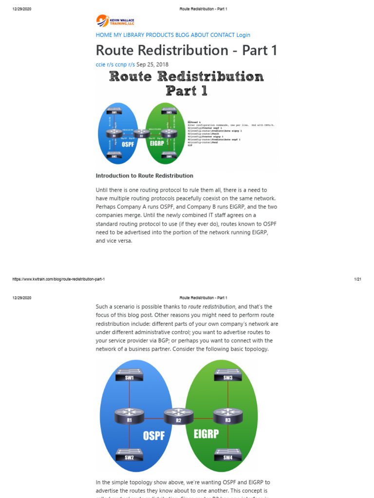 Route Redistribution - Part 1 | PDF
