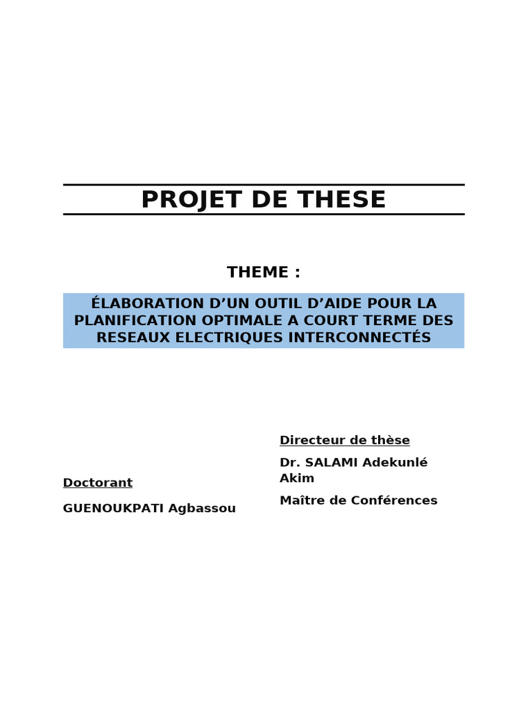 5-Projet de Thèse GUENOUKPATI Agbassou | PDF