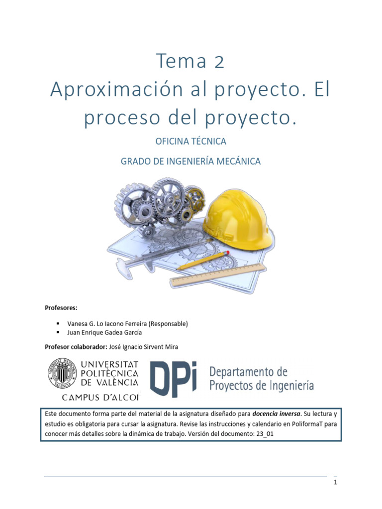 Aproximación Al Proyecto. El Proceso Del Proyecto. | PDF