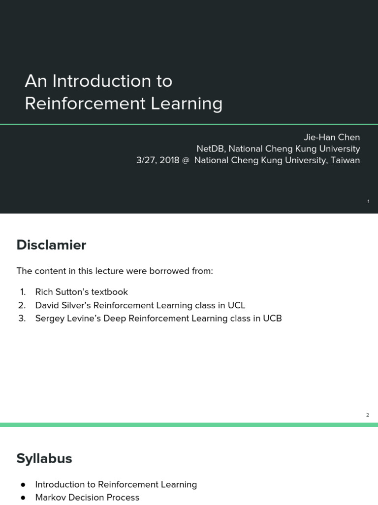 An Introduction To Reinforcement Learning | PDF