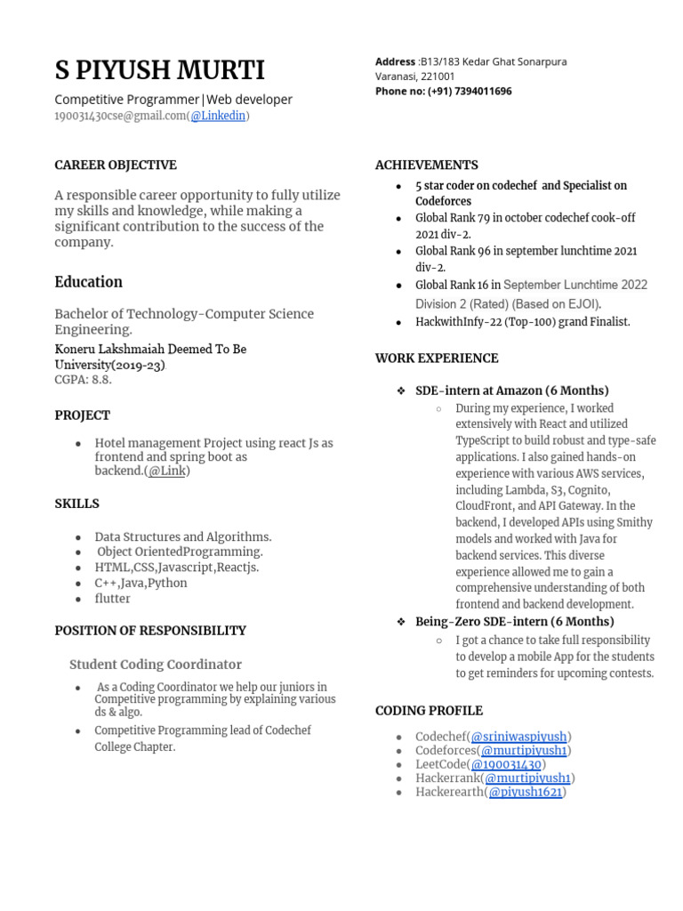 Piyush_Resume | PDF