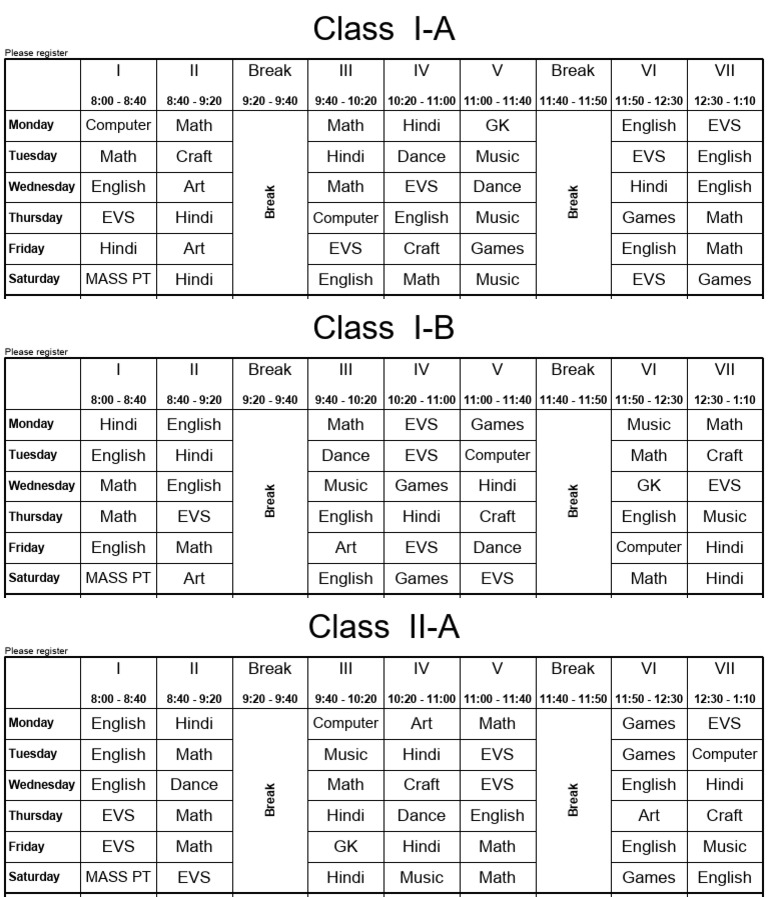 TT Class Wise Final - 01-10-2024 | PDF