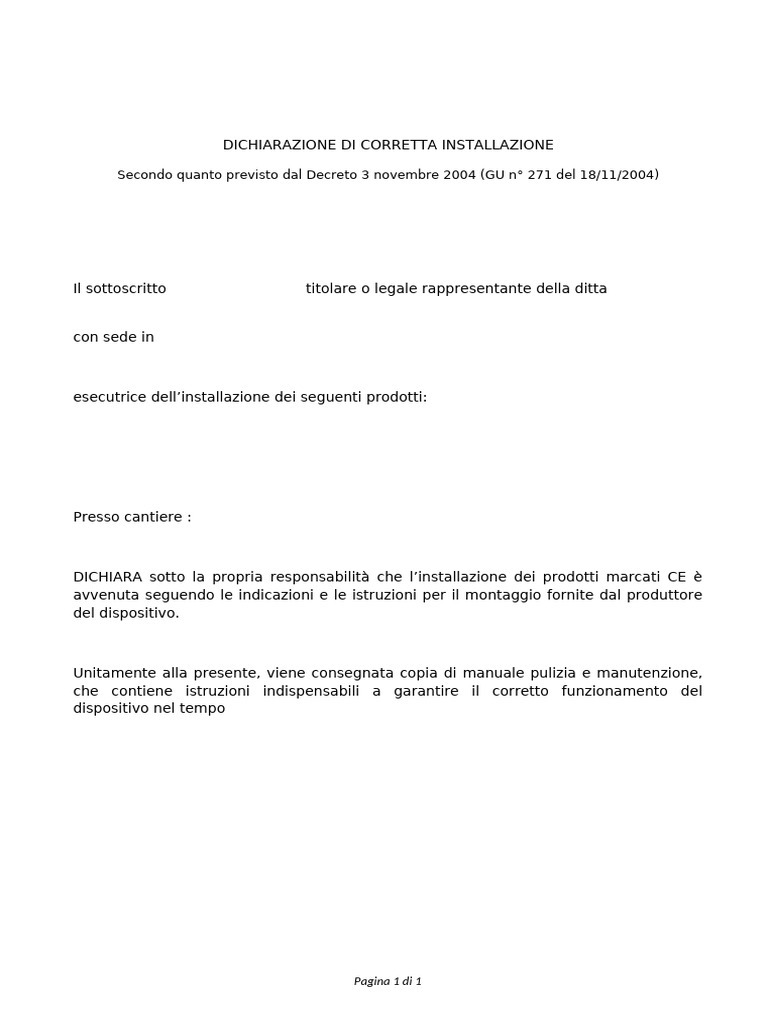Dichiar Corretta Installazione | PDF